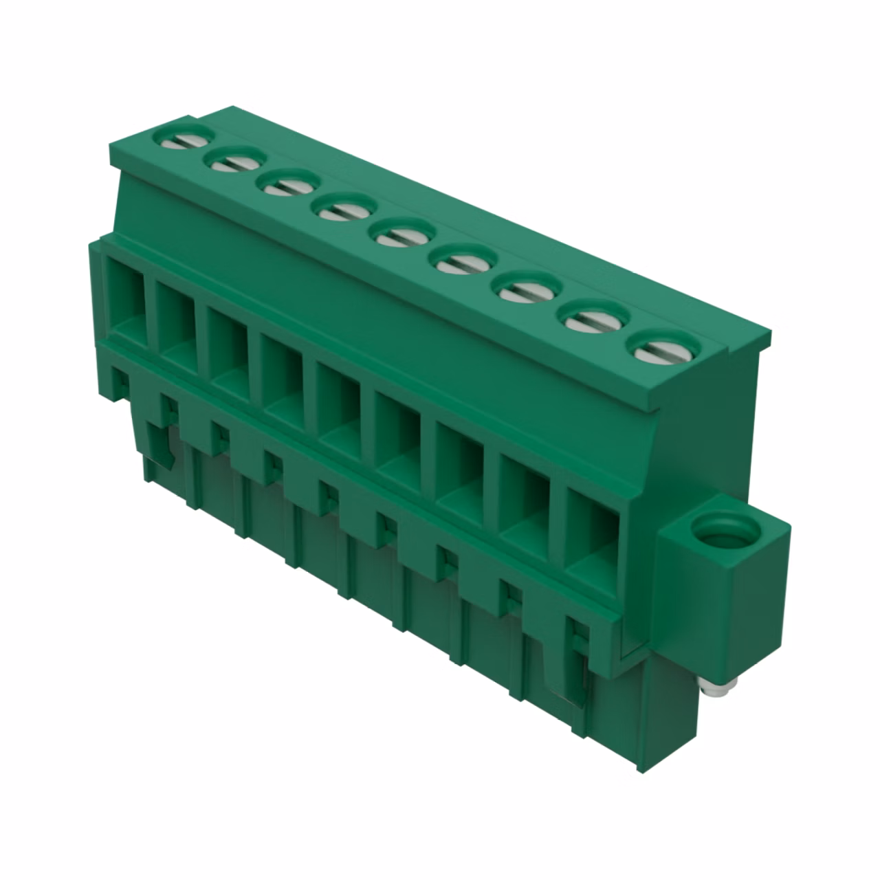 5.00mm Pitch Eurostyle Vertical Plug, with Retention Screws and Standard  Imprinting, Front Wire Entry, Green Housing, 9 Circuits for sale