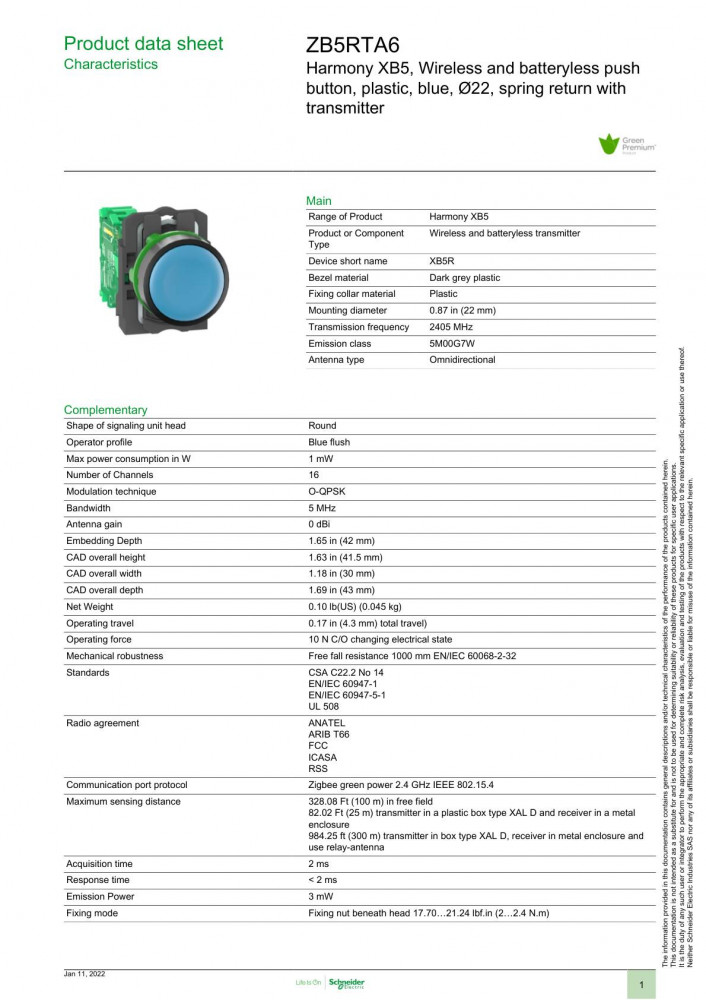 ZB5RTA6 technical document page 1
