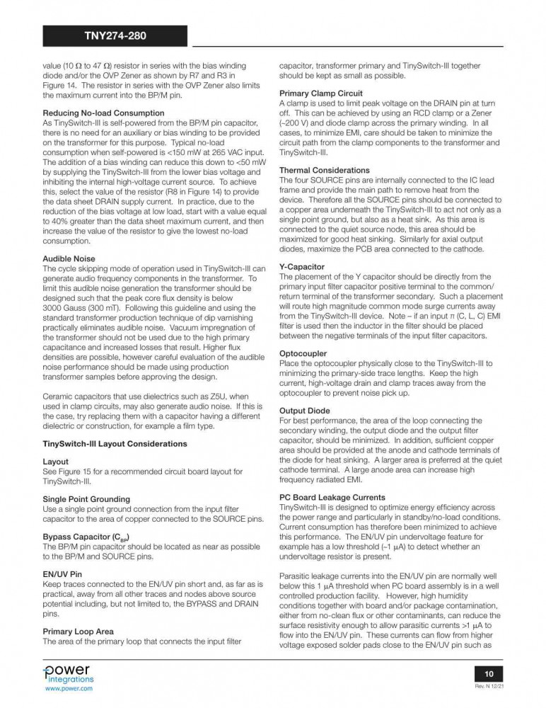 TNY274-280 TinySwitch-III datasheet page 10