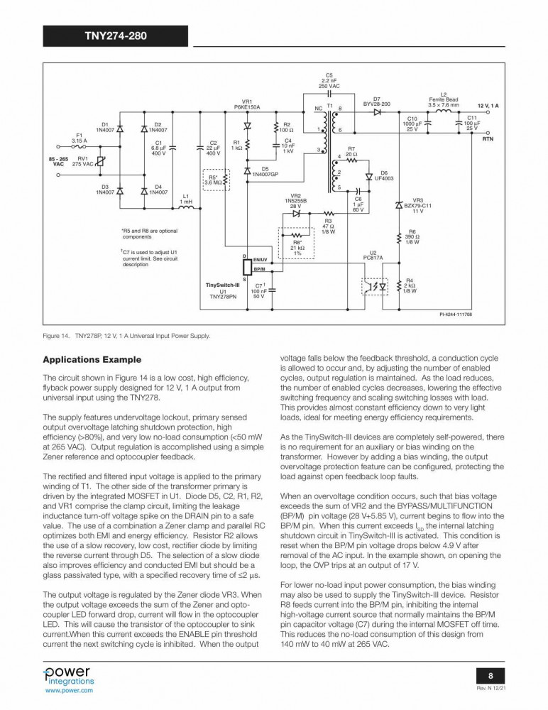 TNY274-280 TinySwitch-III datasheet page 8