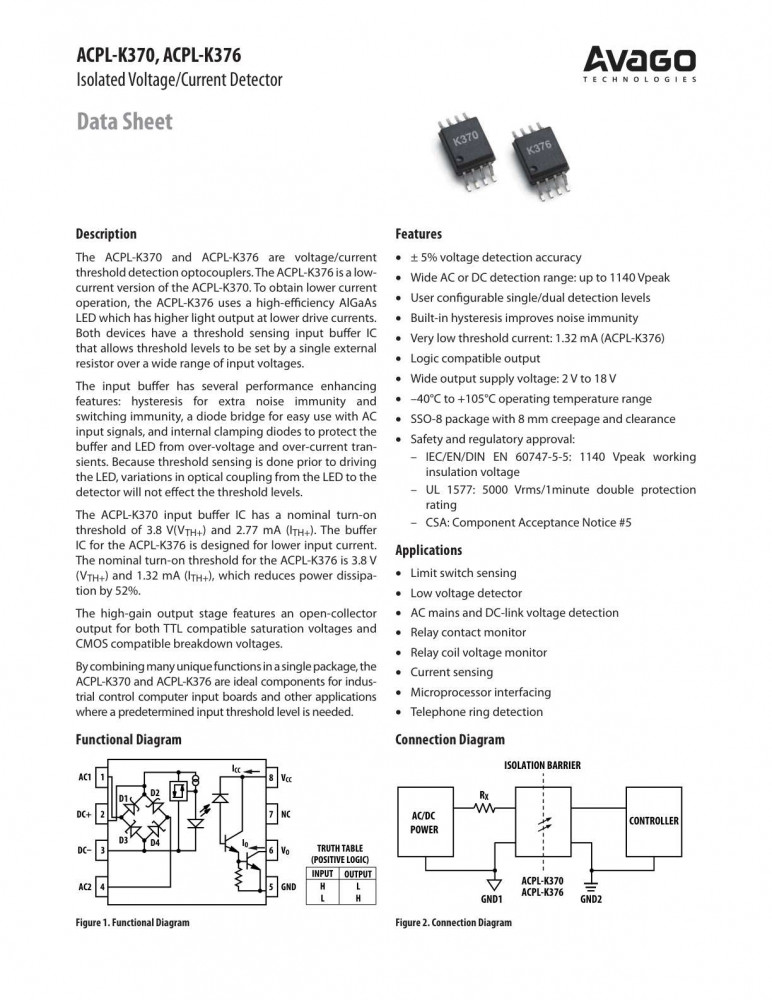 ACPL-K370-500E datasheet page 1
