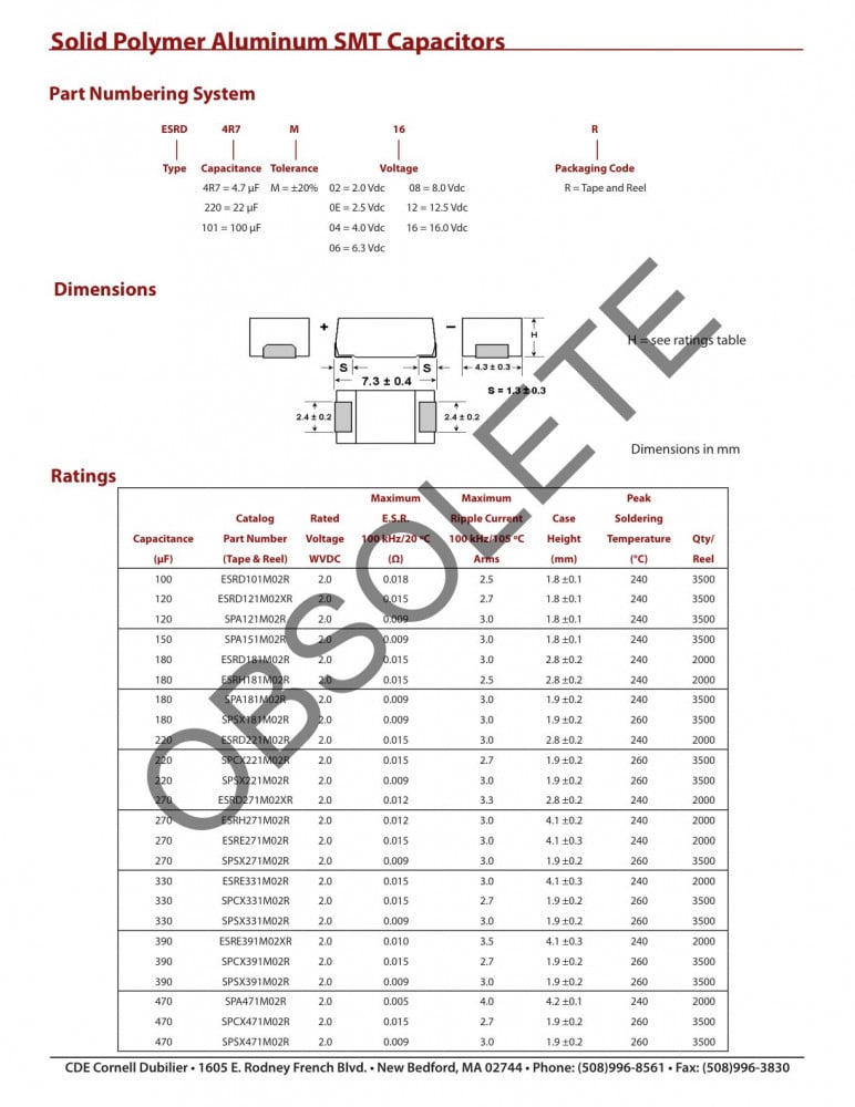 CDE SPA series datasheet page 2
