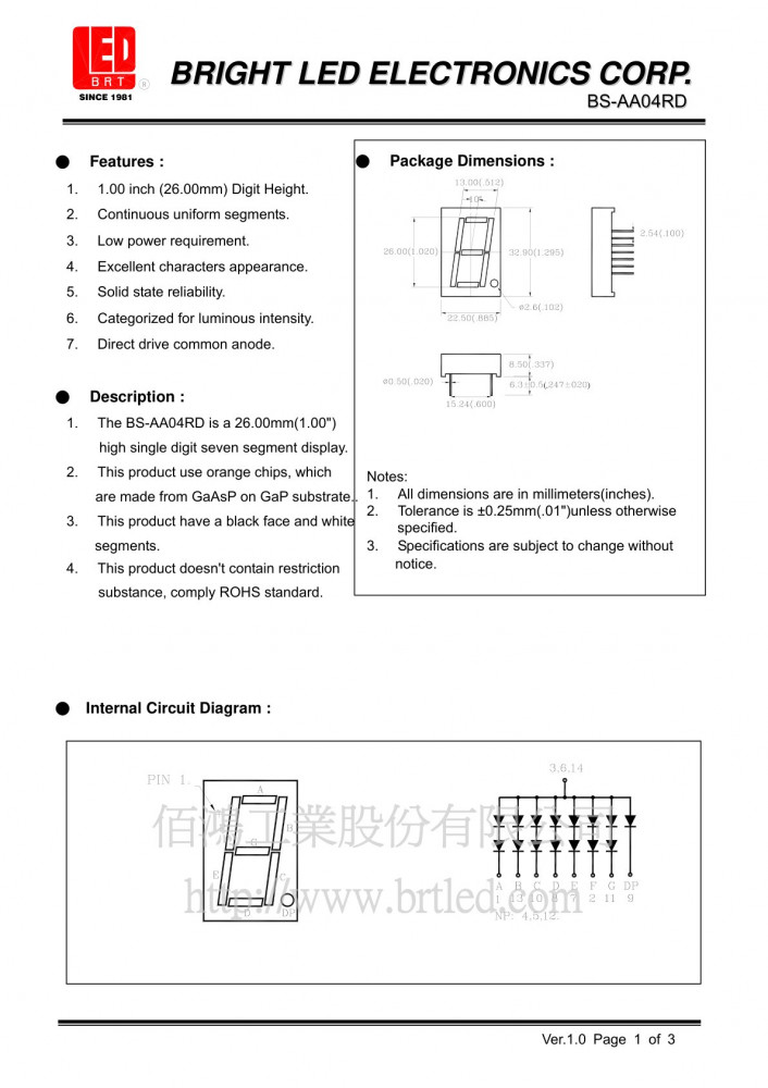 BS-AA04RD datasheet page 1