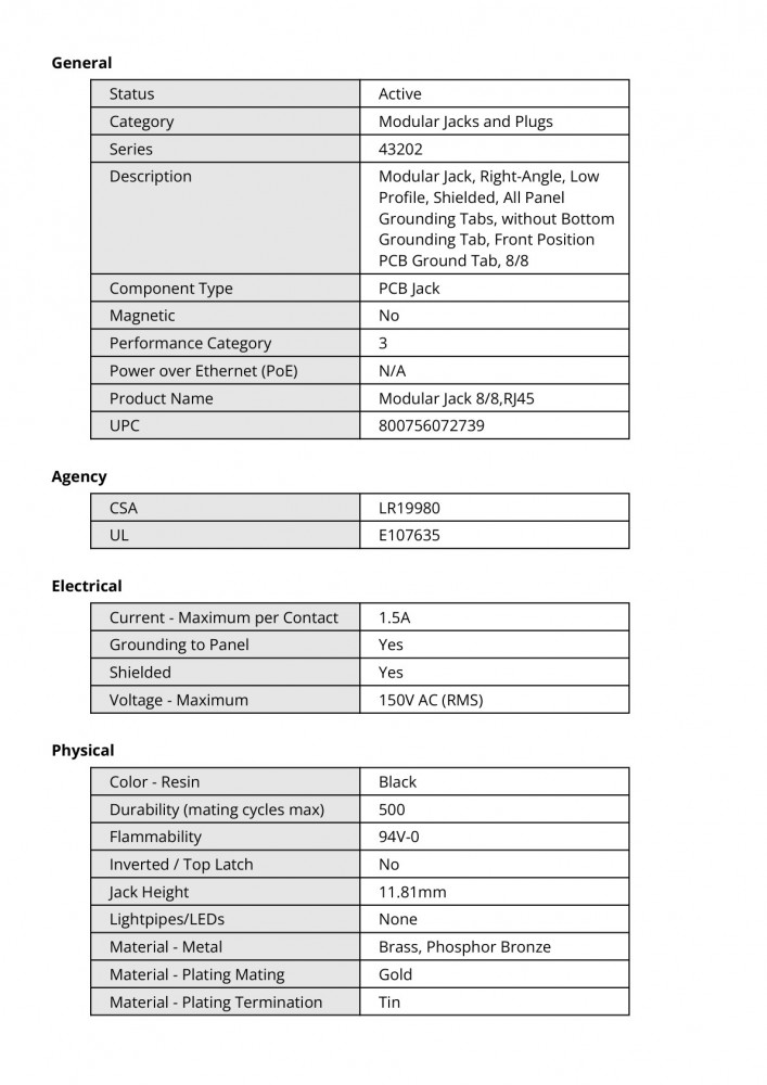 Product technical document page 2