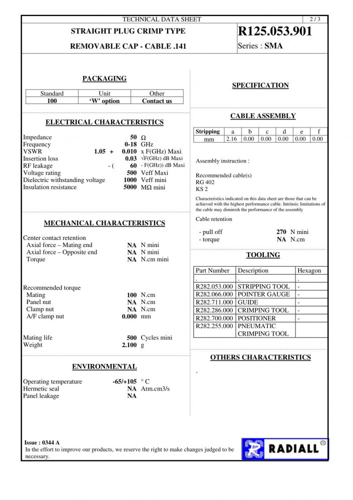 Radiall R125053901 product data sheet page 2