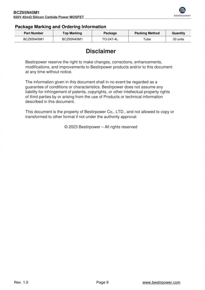 BCZ65N45M1 datasheet page 9