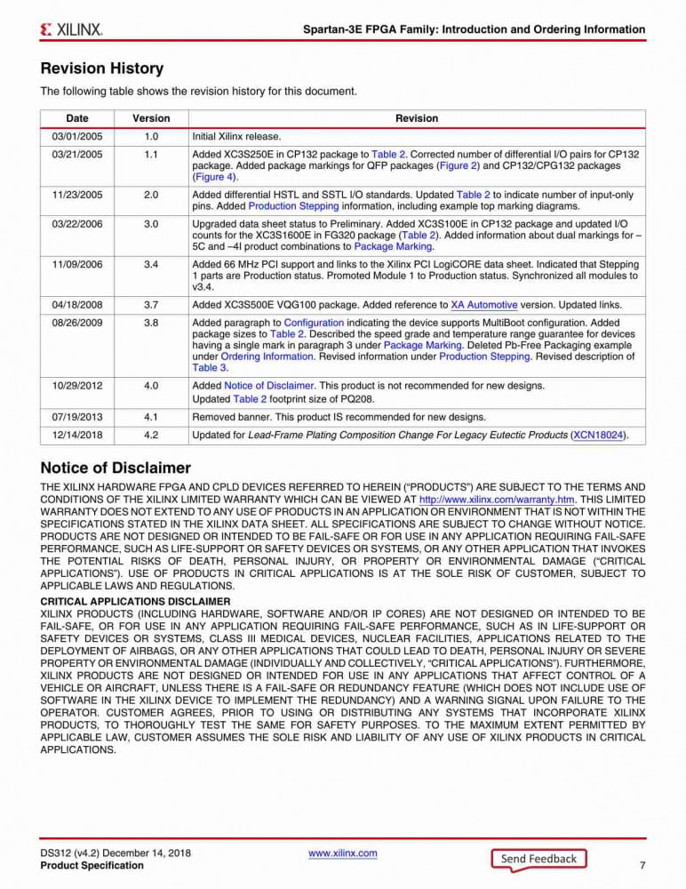 Spartan-3E datasheet page 7