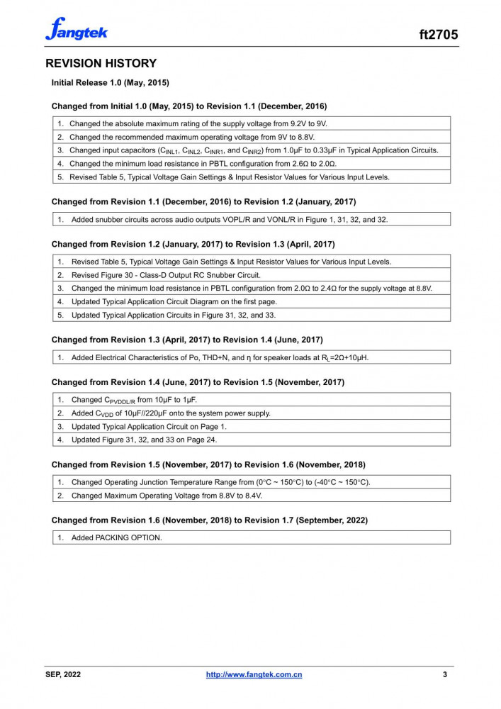 FT2705P datasheet page 3