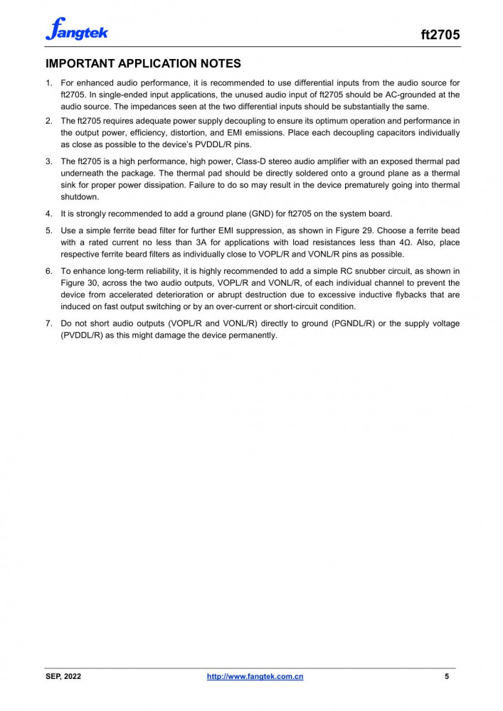 FT2705P datasheet page 5