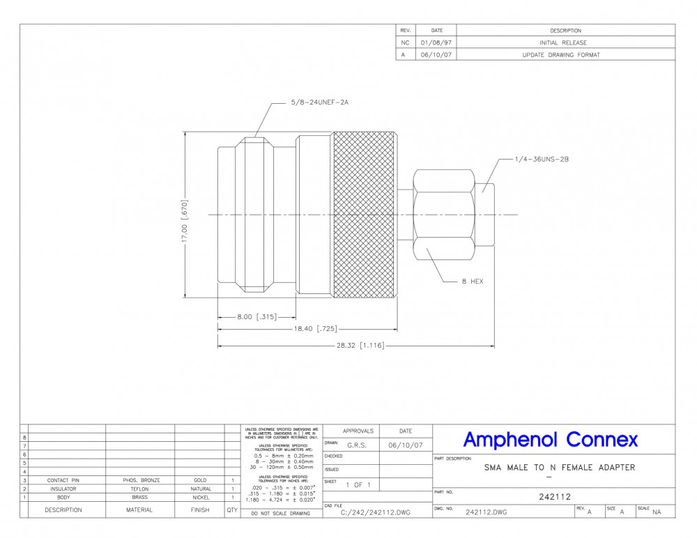 Amphenol 242112 engineering drawing