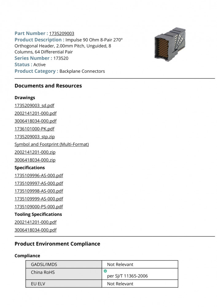 MOLEX 1735209003 product document preview, page 1