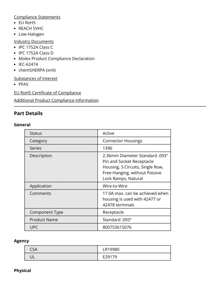 Molex .093 Standard Pin and Socket Terminals document page 2