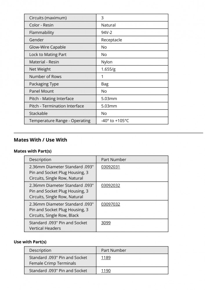 Molex .093 Standard Pin and Socket Terminals document page 3