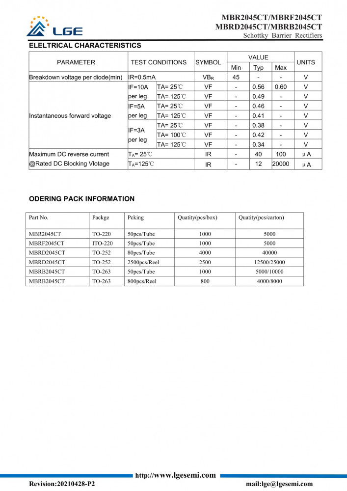 MBRD2045CT datasheet page 2