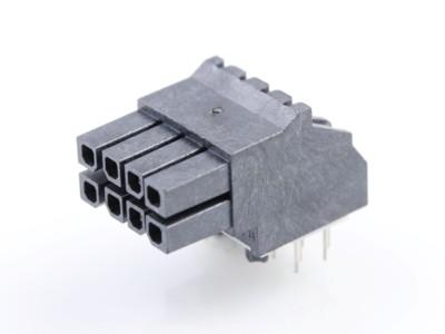 Micro-Fit BMI Receptacle Header, Dual Row, Vertical, with Press-fit Plastic Pegs, 0.76µm Gold (Au) Selective, 8 Circuits