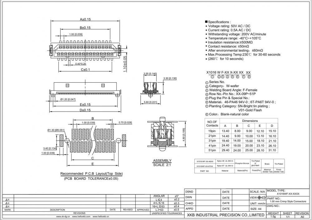 X1016WF-41-46V01 technical drawing page 1