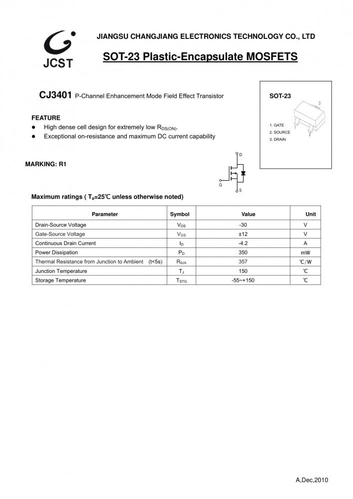 CJ3401 datasheet page 1