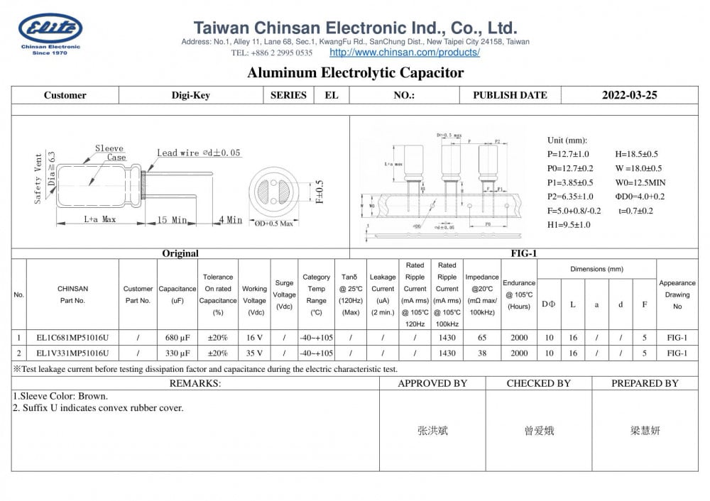 Chinsan EL series technical document page 8