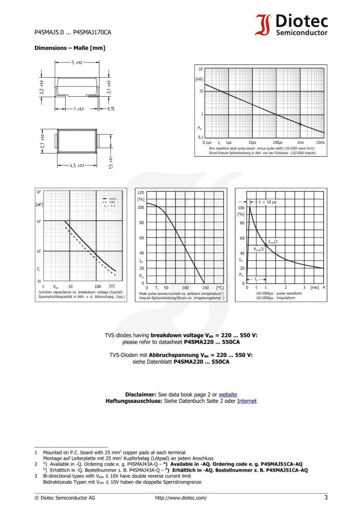 DIOTEC P4SMAJ datasheet page 3