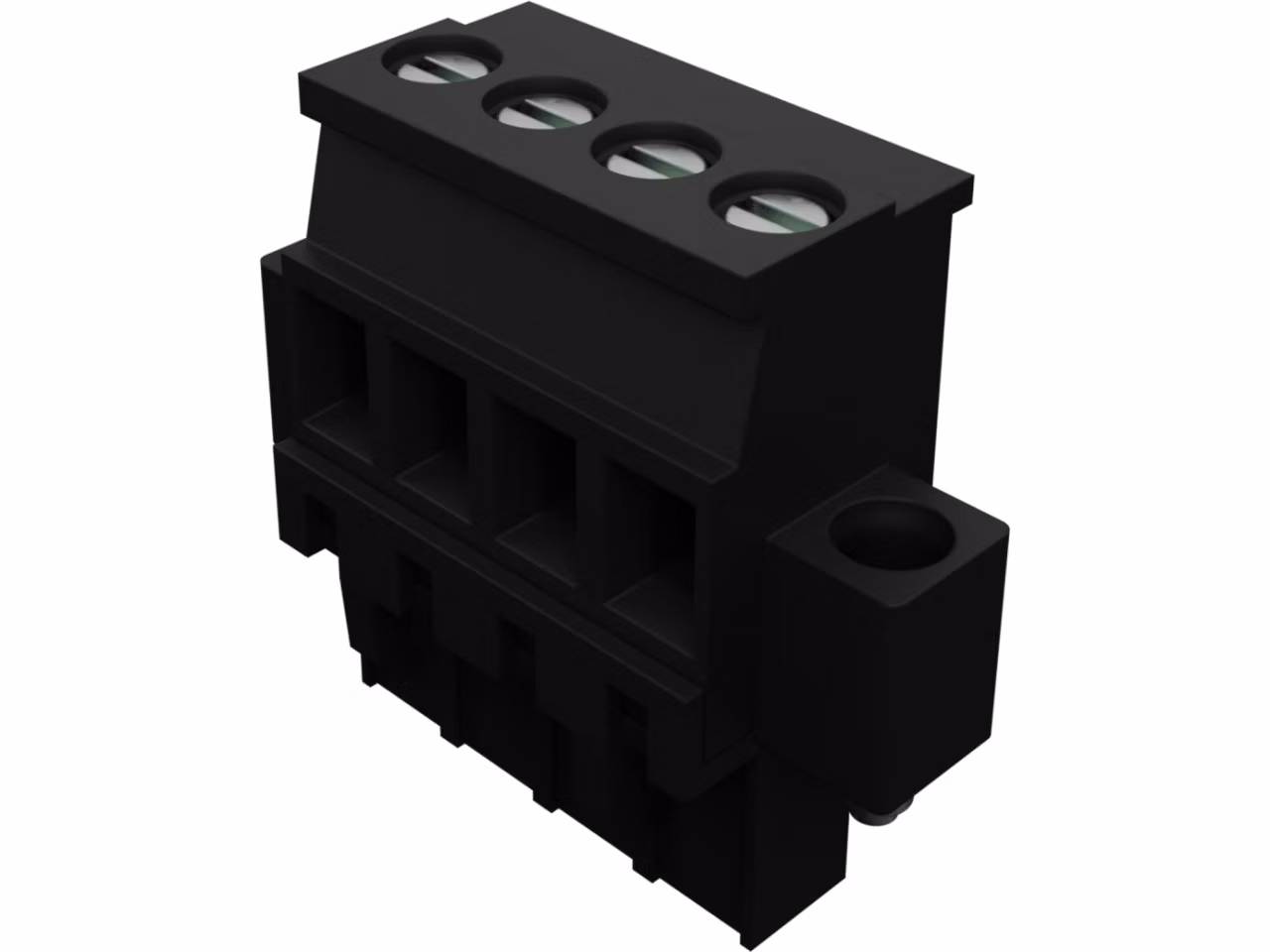 5.00mm Pitch Eurostyle Vertical Plug, with Retention Screws and Standard Imprinting, Front Wire Entry, Gold (Au) Plated, Black, 4 Circuits for sale