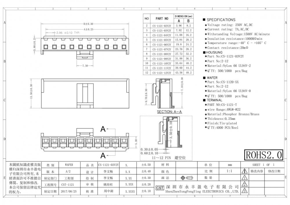 CST CS-1121-03V2Y technical drawing