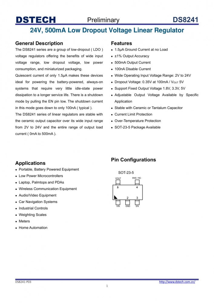 DS8241 datasheet page 1