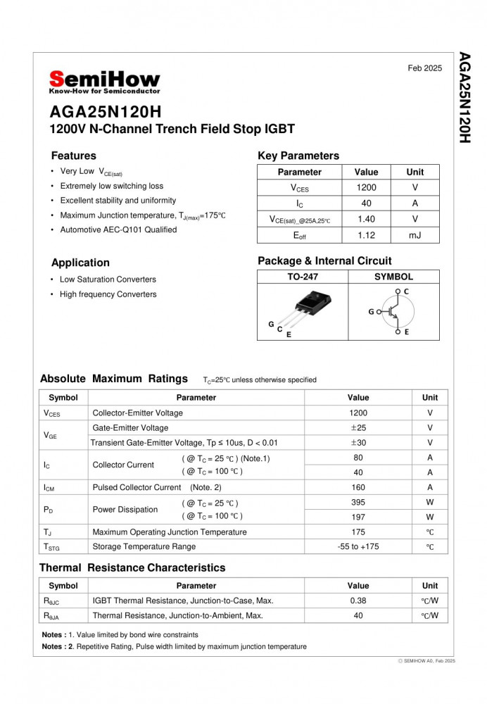AGA25N120H datasheet page 1