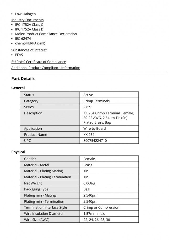 KK 254 specification document page 2