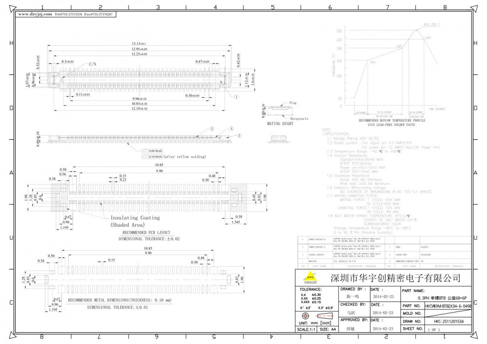 HOAUC HYCW59M-BTB2X34-6-049B technical drawing page 1