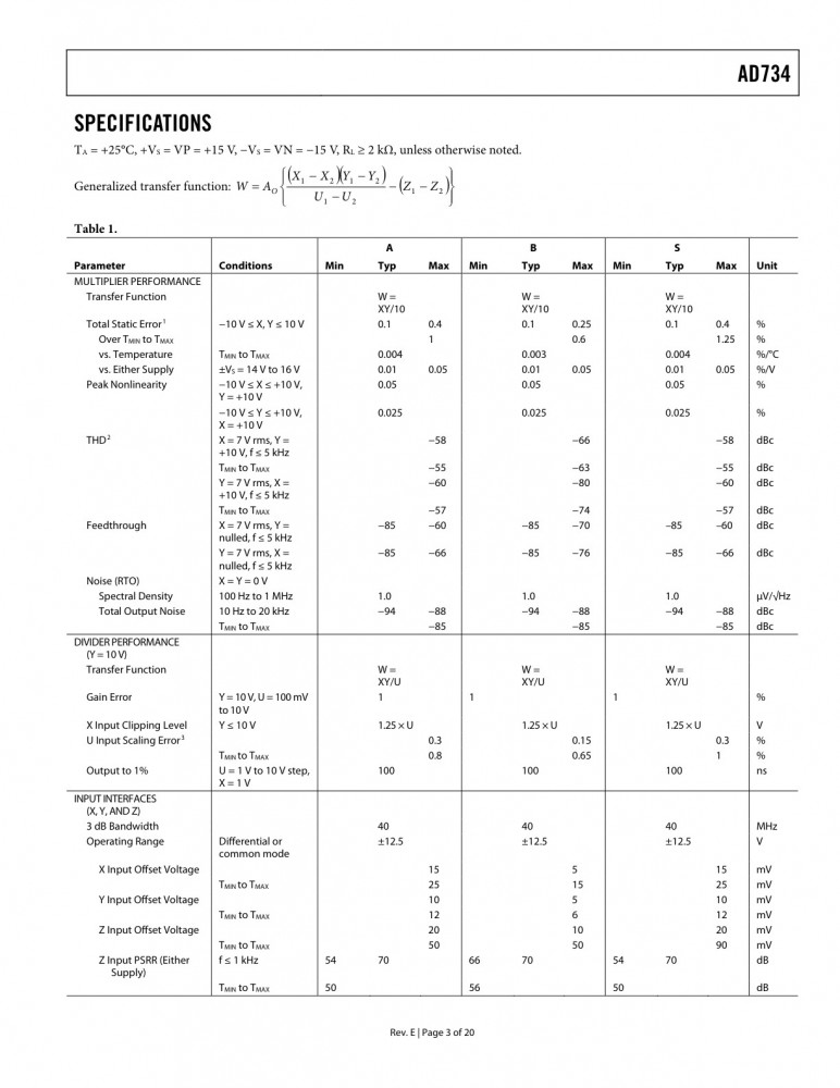 AD734 technical document page 3