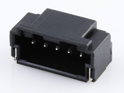 DuraClik Wire-to-Board Header, Single Row, Right-Angle, 5 Circuits, Tin (Sn) Plating, Black for sale