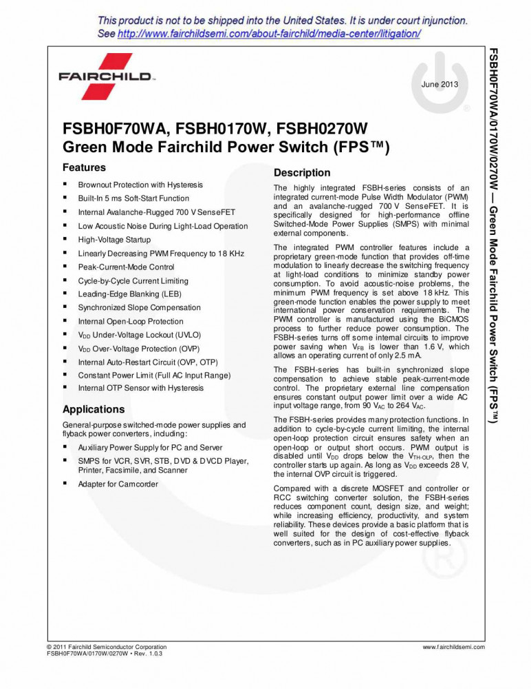 FSBH0170W datasheet page 2
