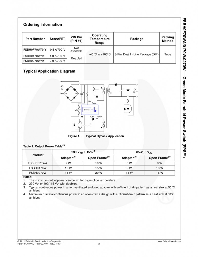 FSBH0170W datasheet page 3