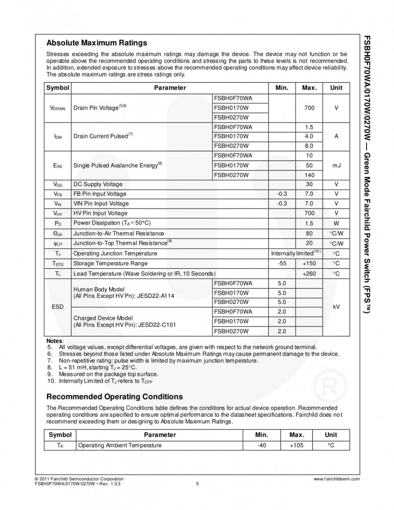 FSBH0170W datasheet page 6