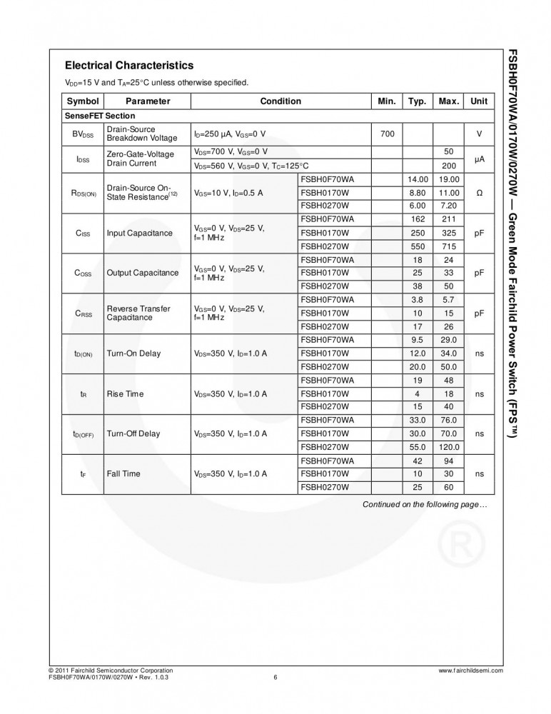 FSBH0170W datasheet page 7