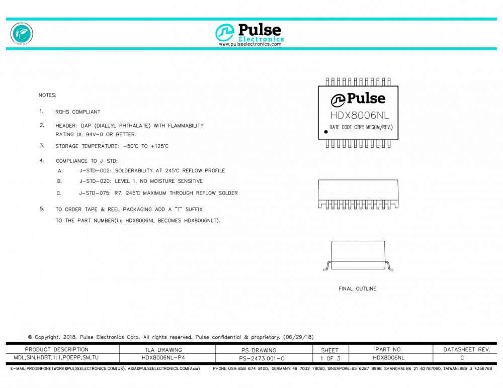 HDX8006NL datasheet page 1