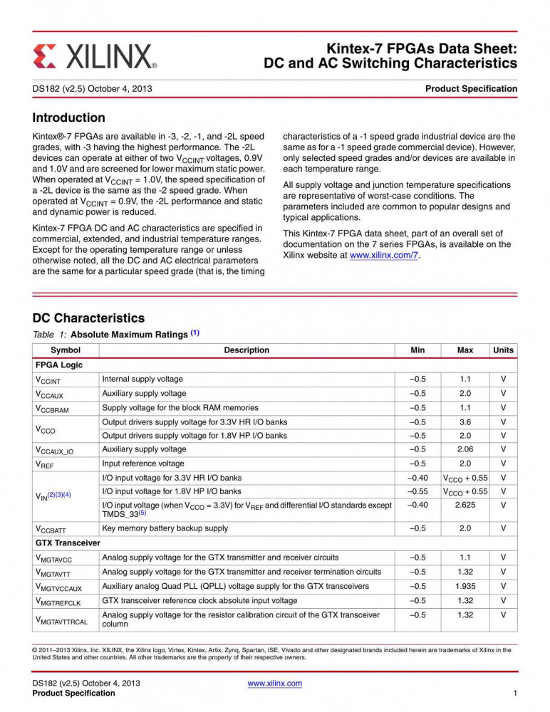 AMD Kintex-7 document page 1