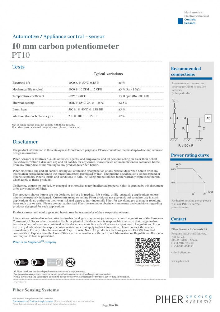 PT10 datasheet page 10