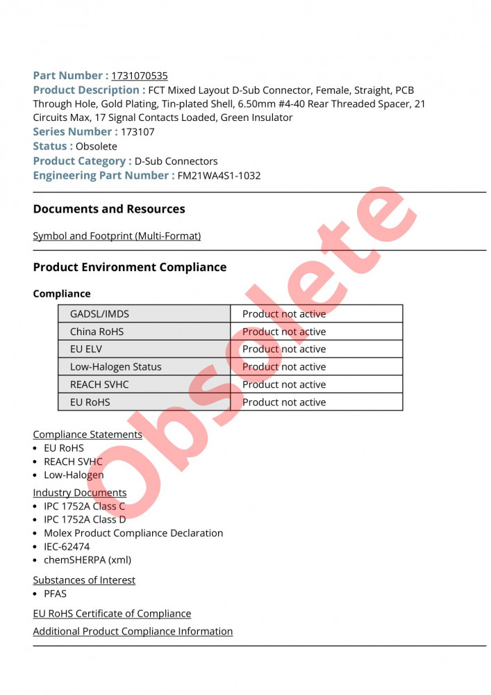 MOLEX 1731070535 document image, page 1