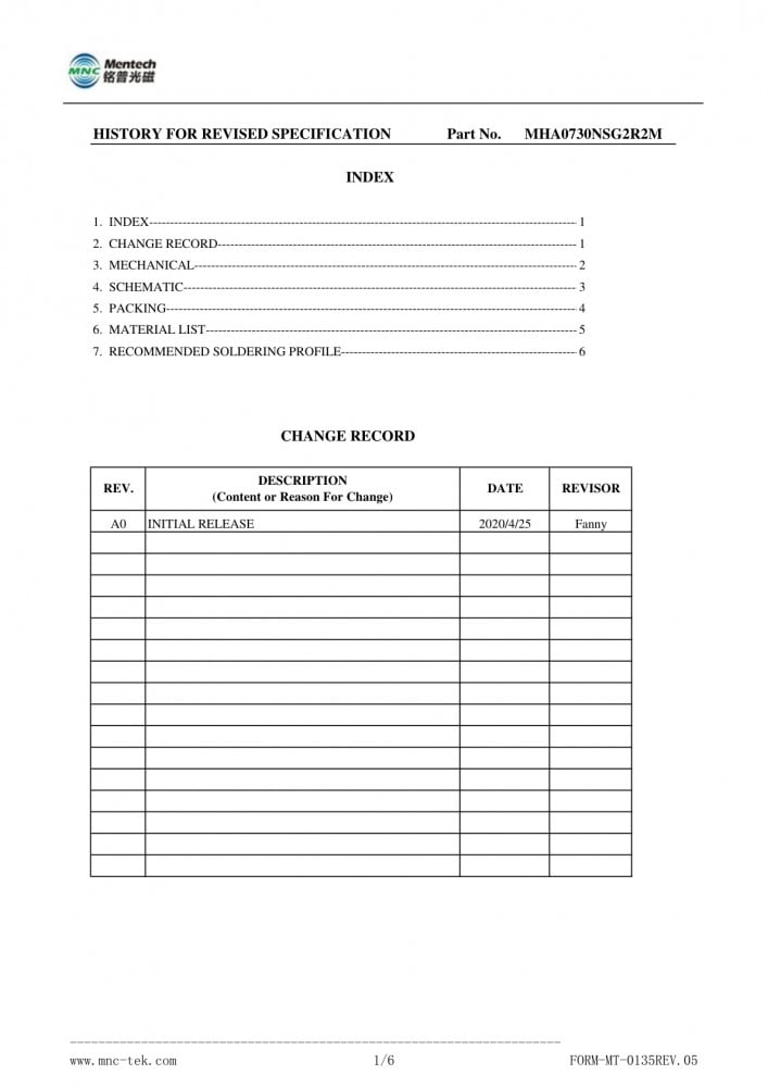 MHA0730NSG2R2M specification page 2