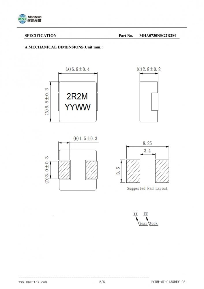 MHA0730NSG2R2M specification page 3