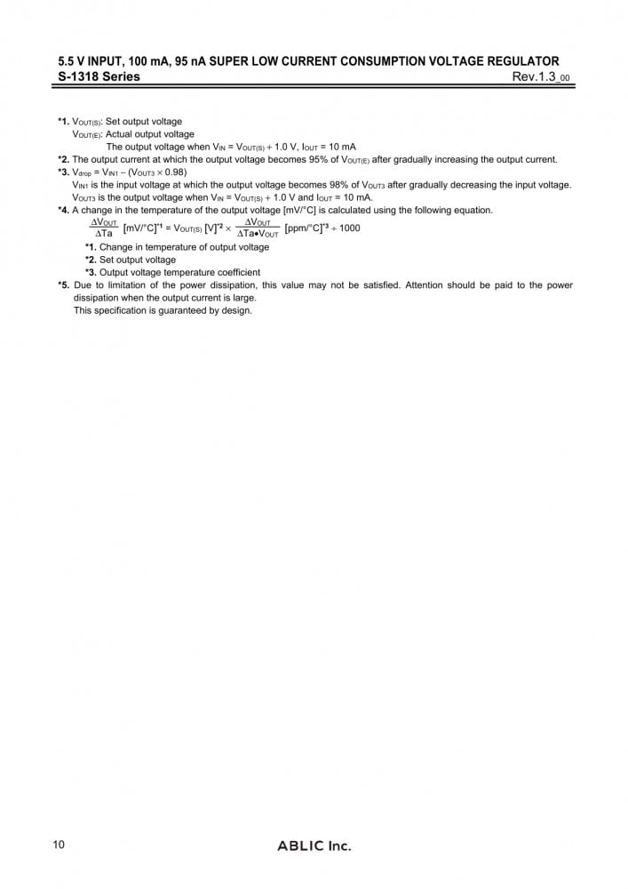 ABLIC S-1318 datasheet page 10
