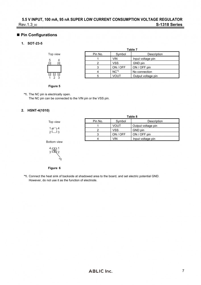 ABLIC S-1318 datasheet page 7