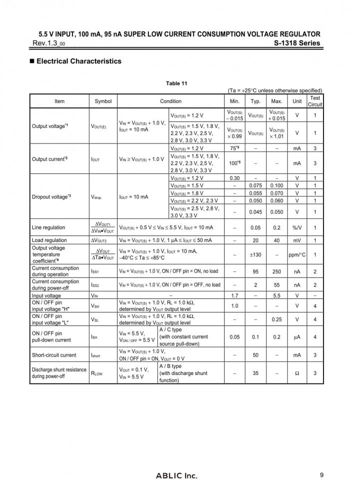 ABLIC S-1318 datasheet page 9