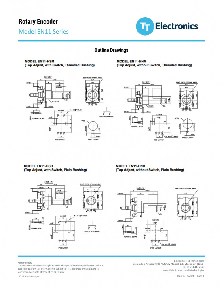 EN11 series rotary encoder document page 4