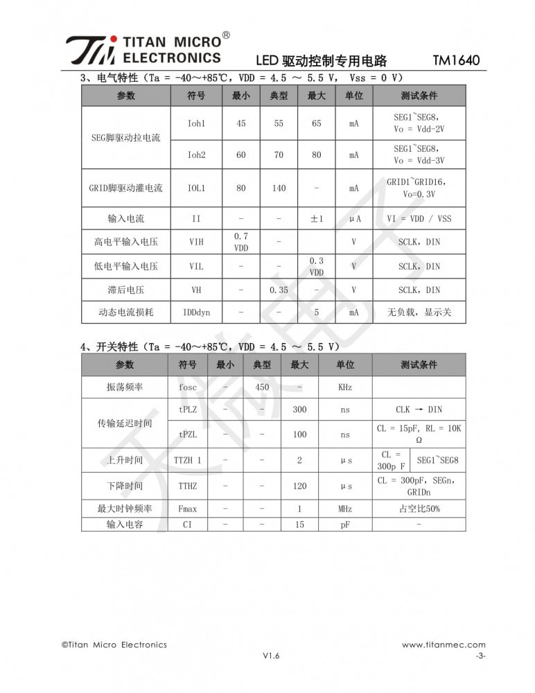 TM1640 datasheet page 3