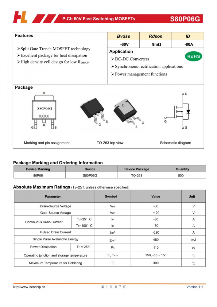 S80P06G datasheet page 1