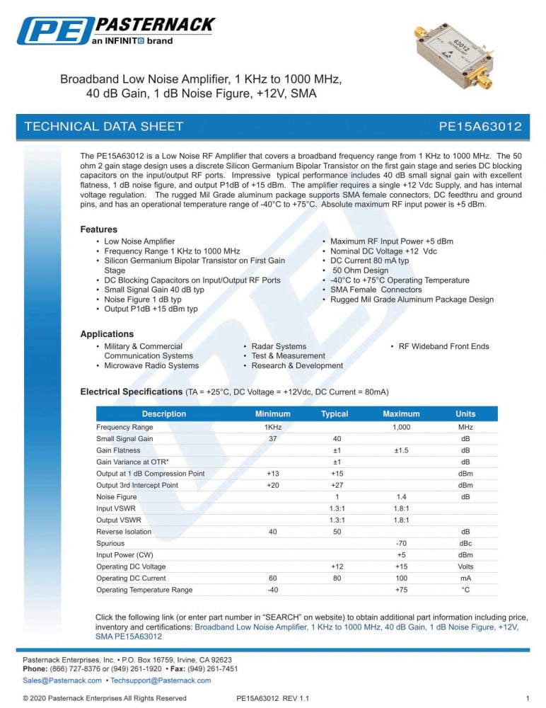 PE15A63012 datasheet page 1