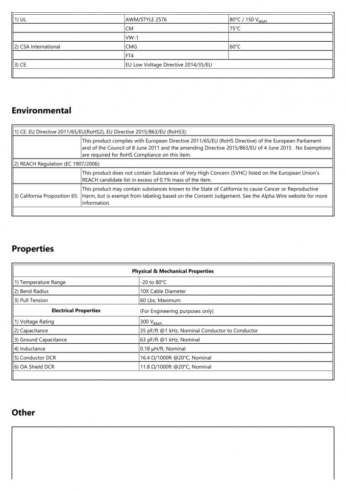 Alpha Wire 1299/10C specification page 2