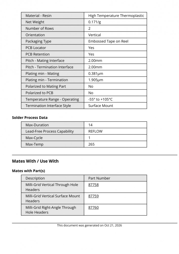 Technical document image 3 for MOLEX 873401429